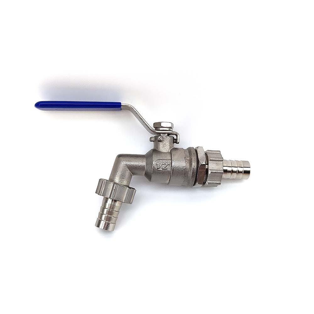 Bulkhead Tap/Ball Valve with 13mm Barb (1/2 BSPP)